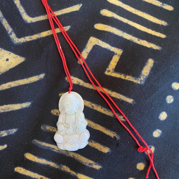 Jewelry | Vintage Bnwob Authentic Jade Red Thread Prayer Necklace ...